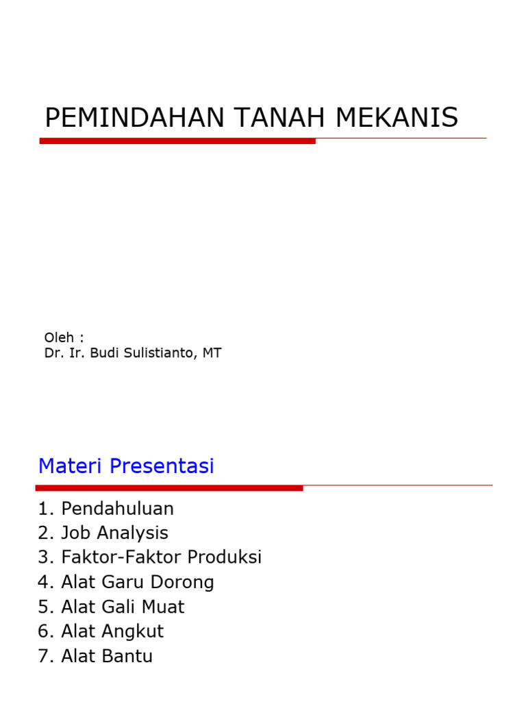 Pemindahan Tanah Mekanis | PDF