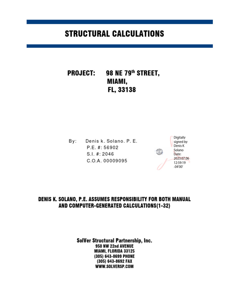 Structural Calculation | PDF