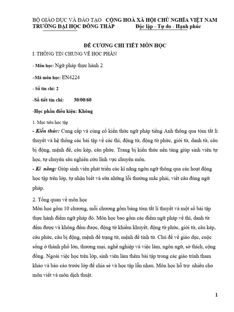 Ngu Phap Thuc Hanh 2 - de Cuong Chi Tiet | PDF