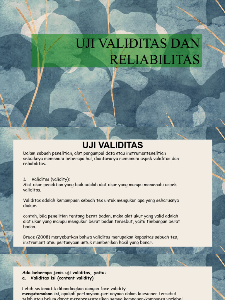 Uji Validitas dan Reliabilitas Instrumen | PDF | Komputer