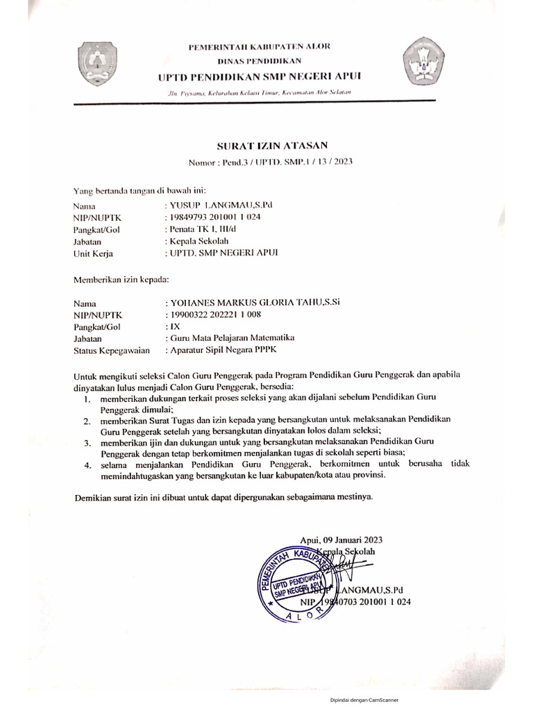 Surat Izin Atasan | PDF