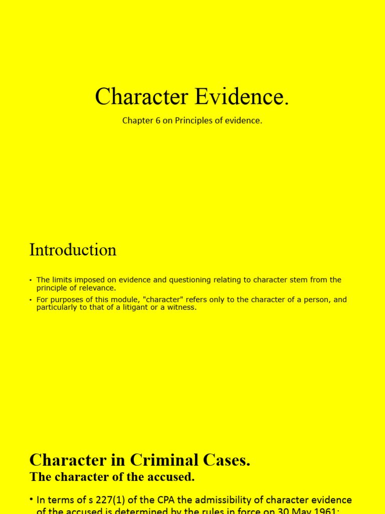 Character Evidence in Criminal Law | PDF