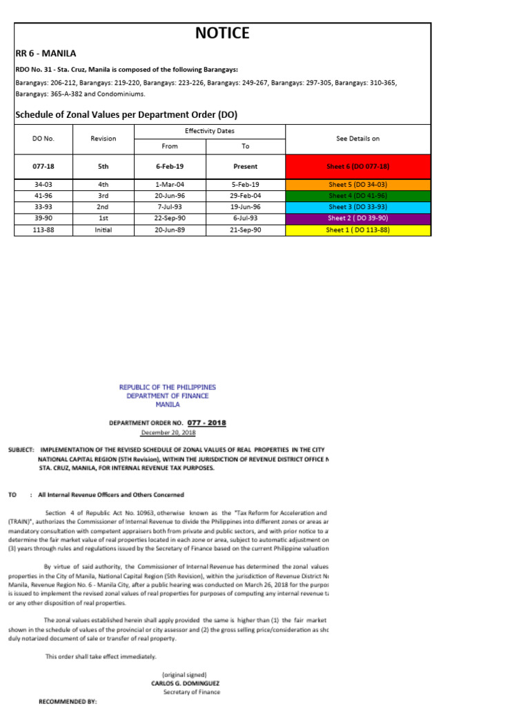 RDO No. 31 - Sta. Cruz, Manila | PDF