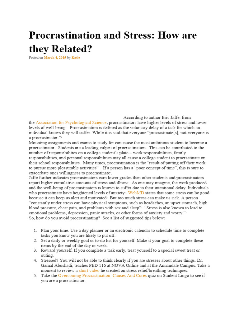 Procrastination and Stress | PDF | Career & Growth | Self-Improvement