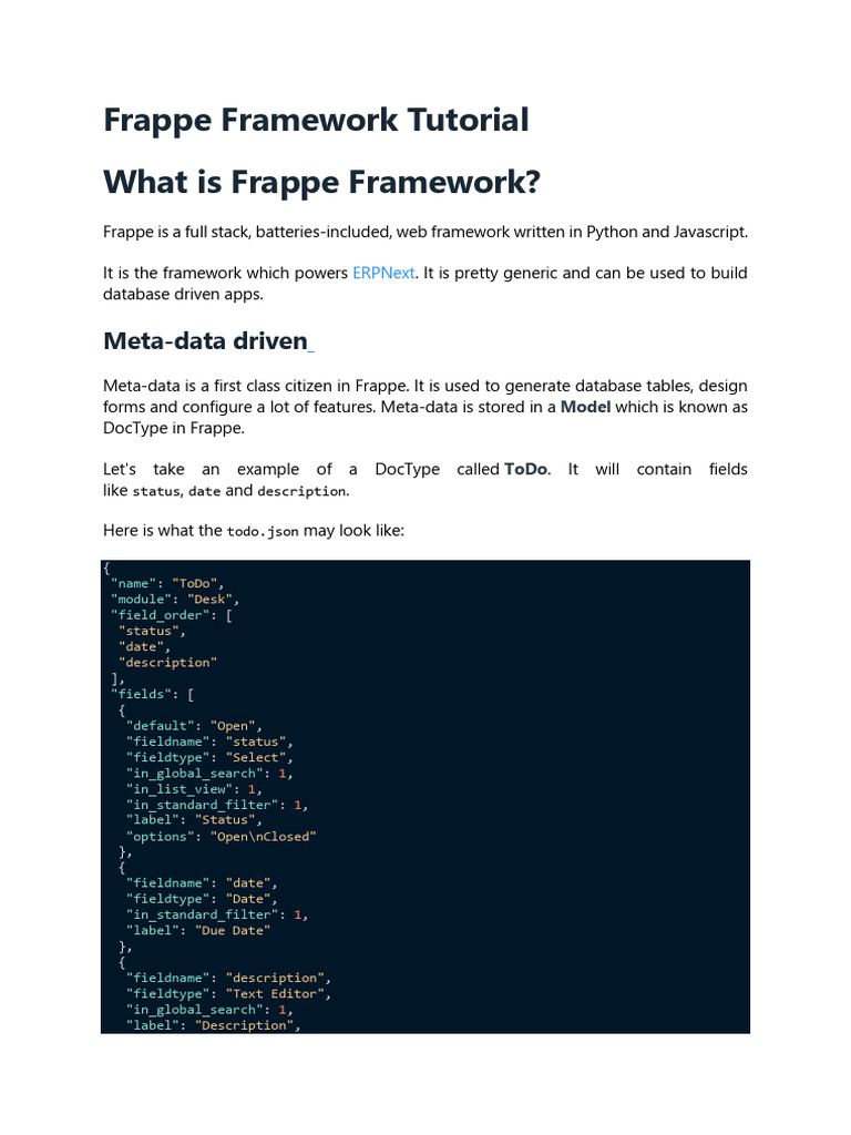 Frappe Framework Tutorial | PDF
