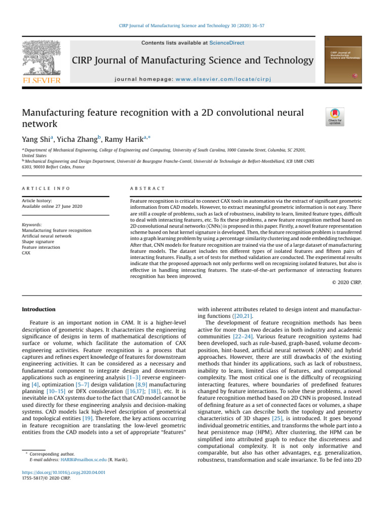Manufacturing Feature Recognition With A 2D Convolutional Neural | PDF | Artificial Neural ...