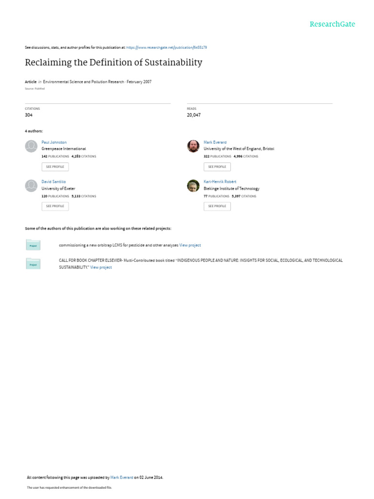 Reclaiming The Definition of Sustainability | PDF | Sustainability ...