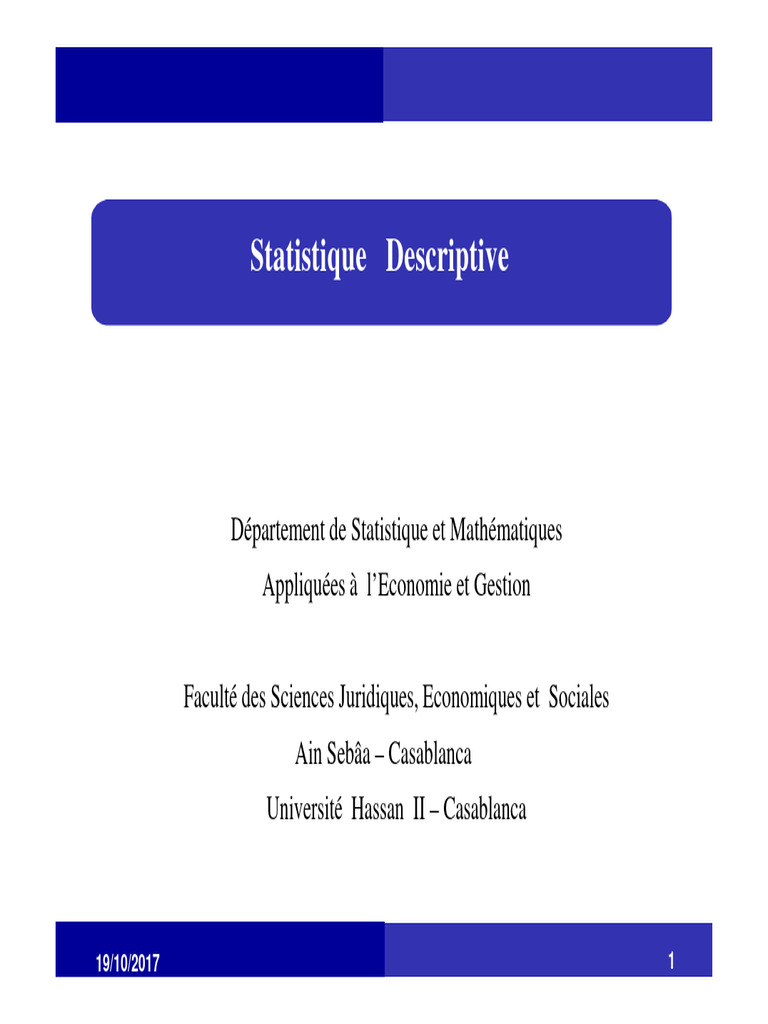 Cours de Statistique Descriptive | PDF | Statistiques | Statistique descriptive