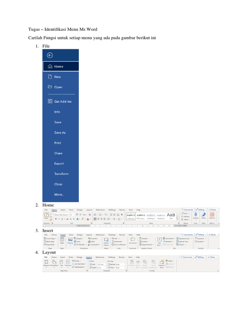 Tugas Identifikasi Menu Ms Word | PDF | Komputer