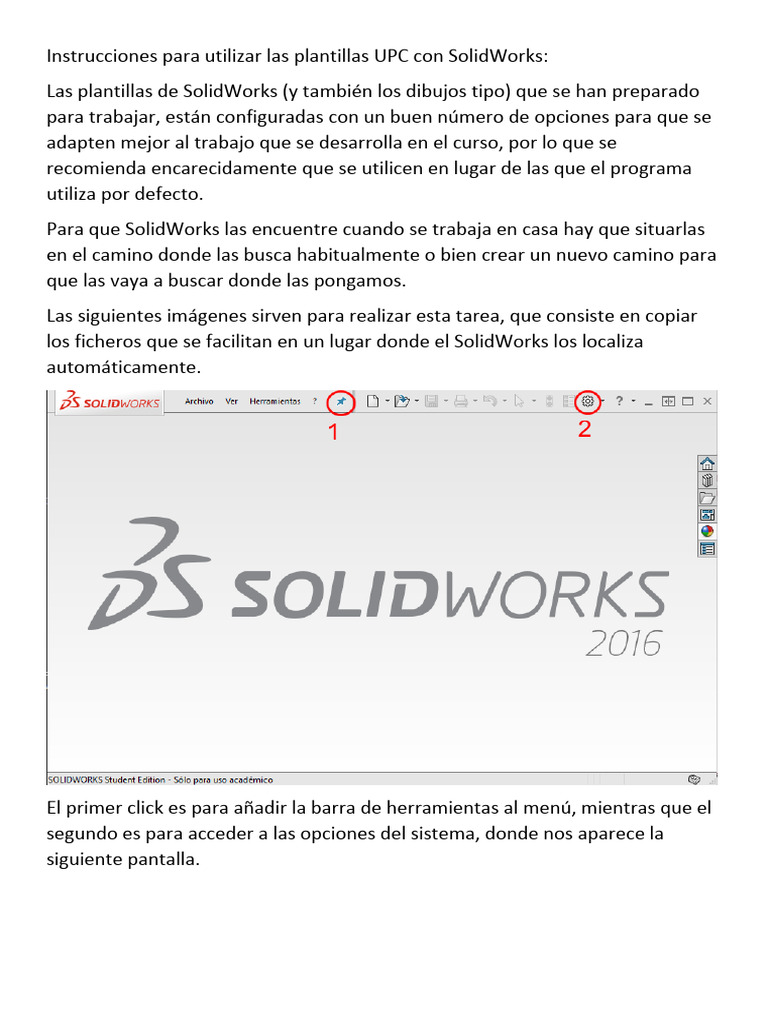 Instrucciones para Utilizar Las Plantillas UPC Con SolidWorks | PDF