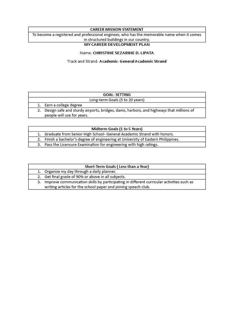 Career Mission Statement | PDF