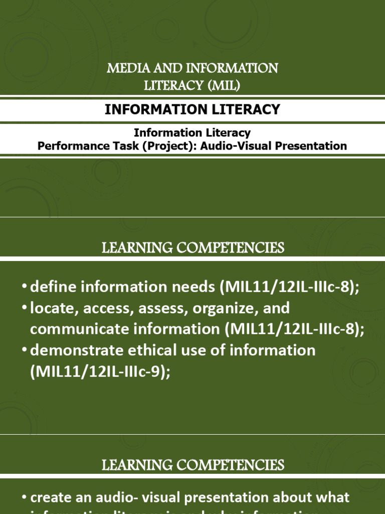 5.MIL 3. Information Literacy Information Literacy and Performance Task Project | PDF ...