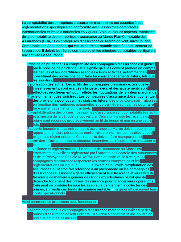 Comptabilité des Assurances au Maroc | PDF | Comptabilité | Assurance