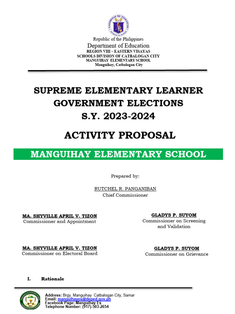 Manguihay Es Activity Proposal Selg Election Sy 2023 2024 | PDF