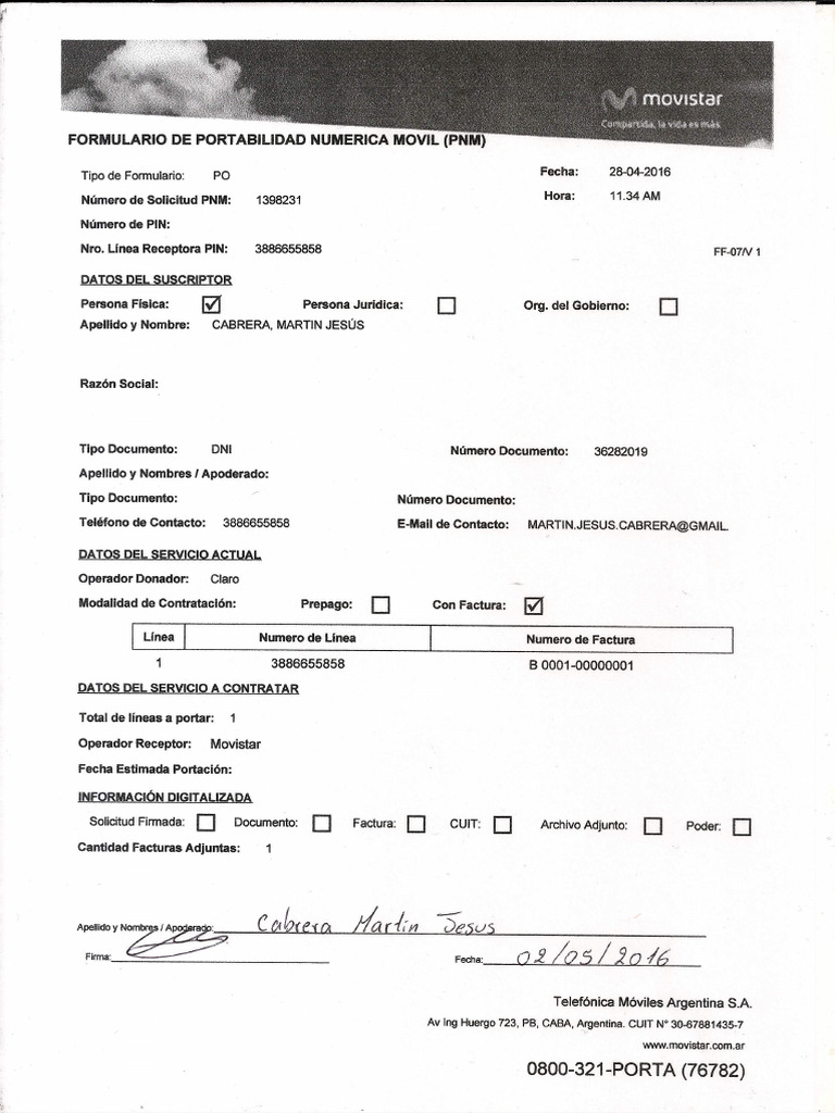 Formulario 0001 | PDF