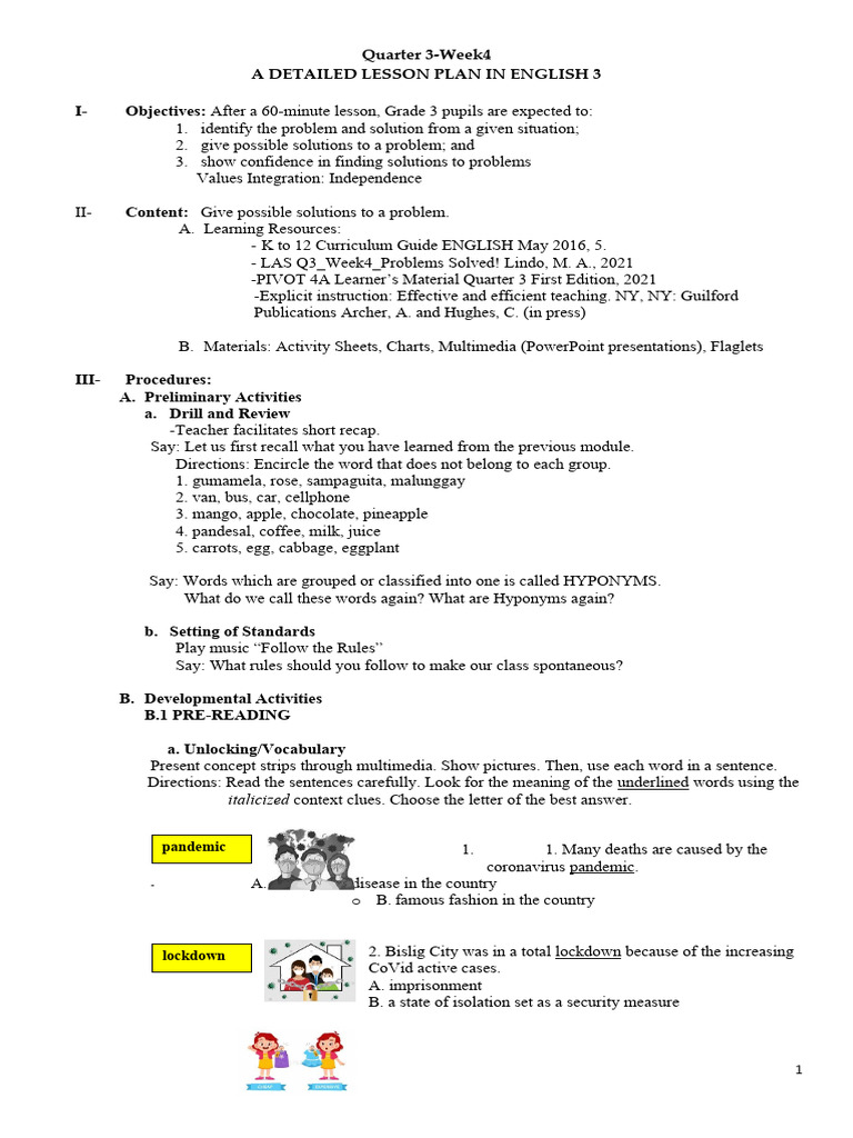 LP Eng3 COT1 2022-23 | PDF | Cognition | Learning