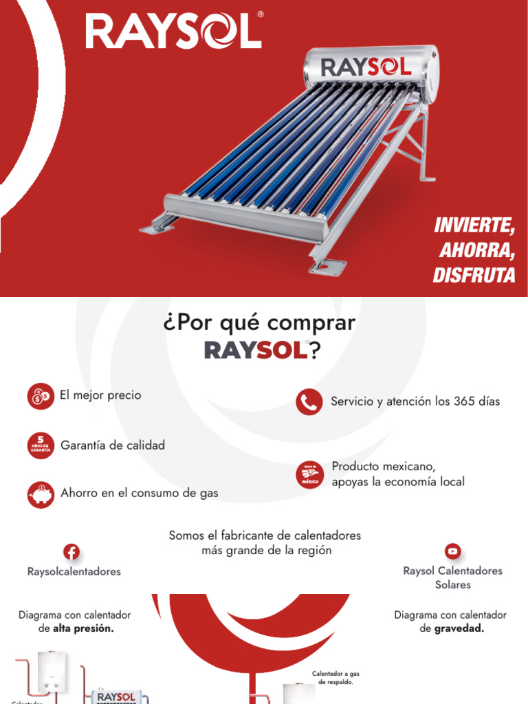 Calentadores Solares Raysol: Guía de Instalación | PDF | Ciencias ...