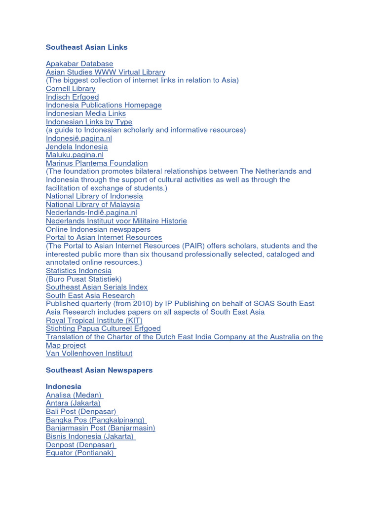 Southeast Asian Links | PDF