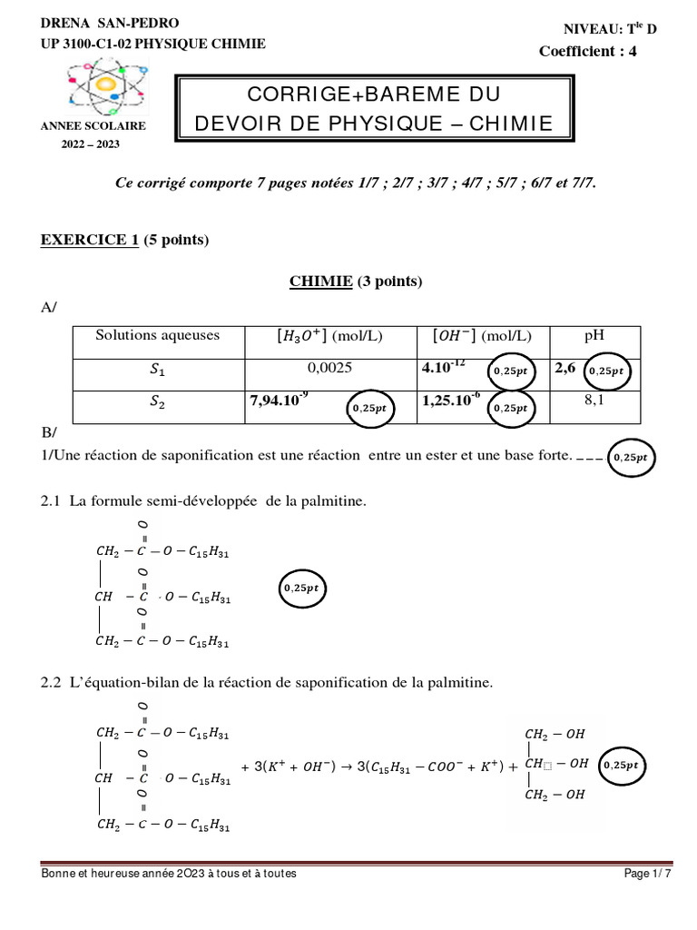Corrige+Bareme TD Revu | PDF