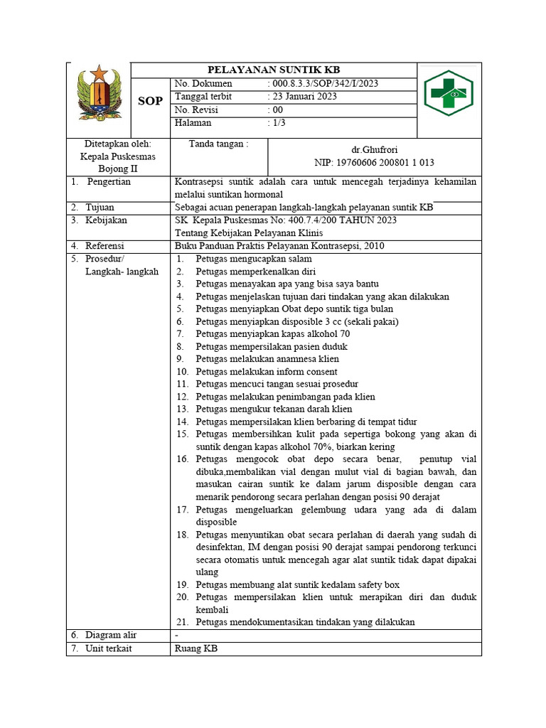 19. SOP pelayanan suntik KB | PDF