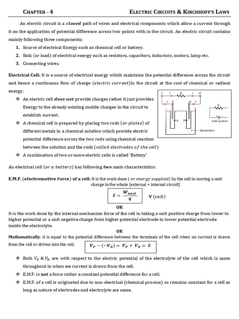 Electric Circuits & Kirchhoff's Law | PDF
