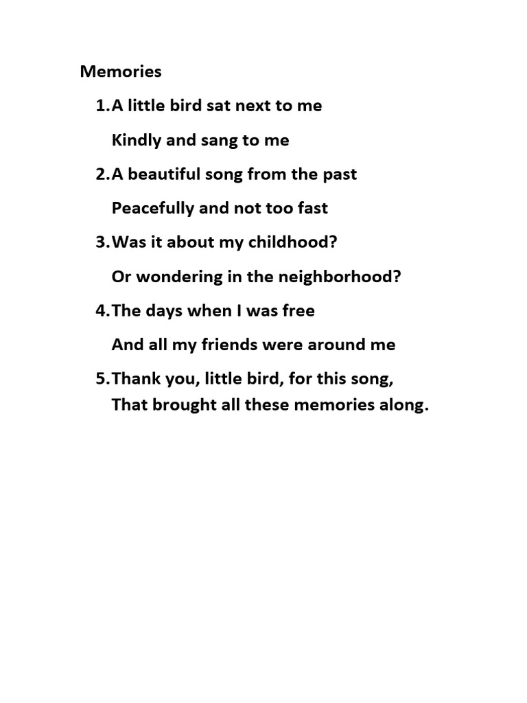 Nostalgic Memories of Childhood | PDF | Language Arts & Discipline | Poetry