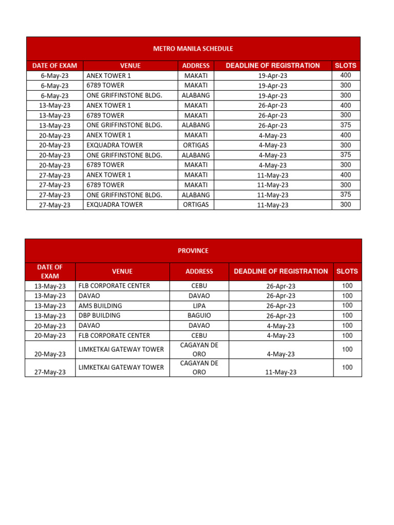 May IC Exam Schedule | PDF