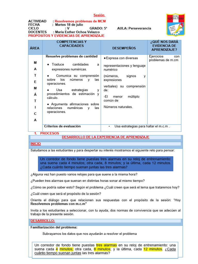 Sesion de Matematicas 5to Grado | PDF | Aprendizaje | Ciencia cognitiva Sesion de Matematicas 5to Grado | PDF | Aprendizaje | Ciencia cognitiva