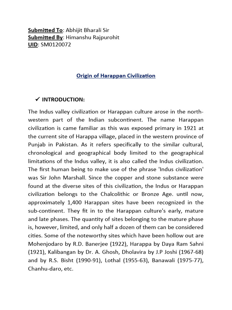Origin of Harappan Civilization | PDF