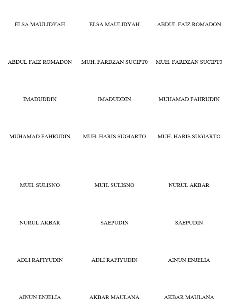 Tulisan Bangku_nama Siswa Kls 6-2023 | PDF