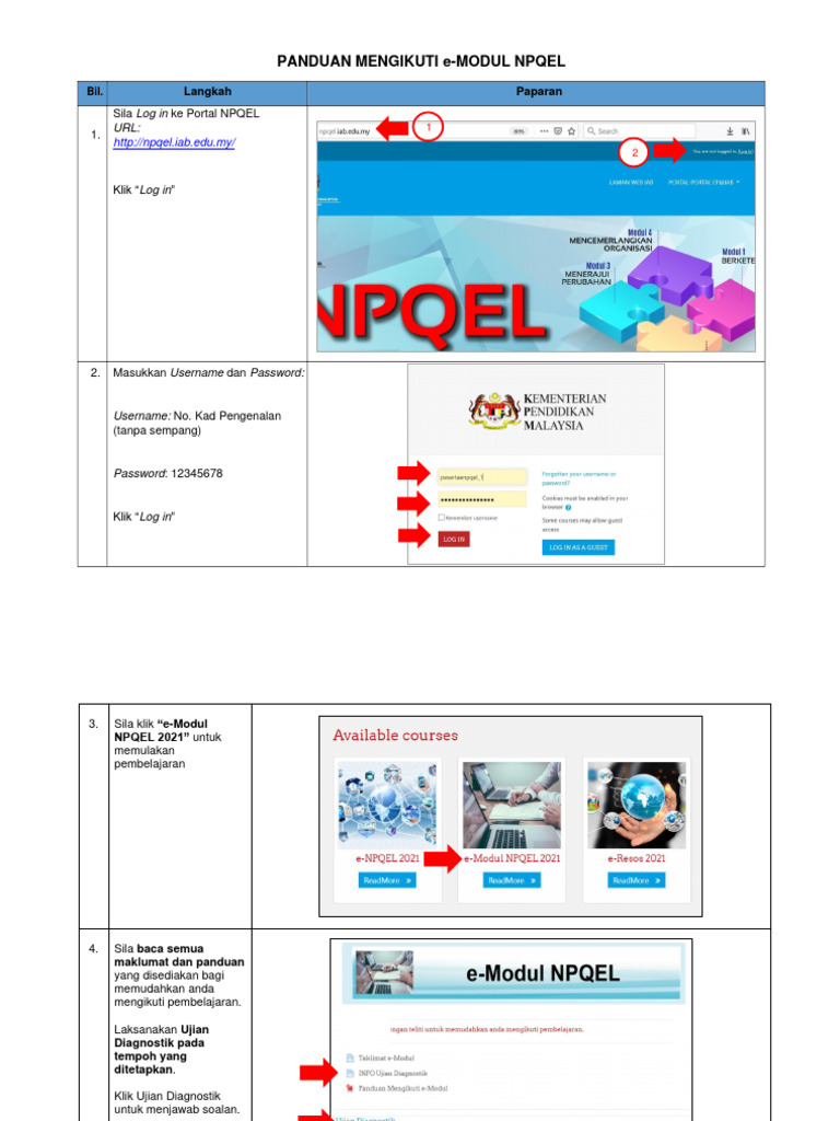 Panduan Mengikuti E-Modul NPQEL | PDF