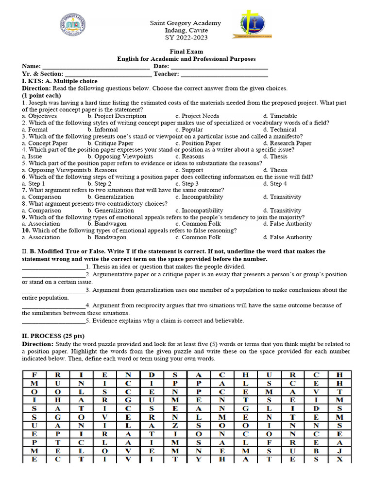 EAPP FINAL EXAM Revised | PDF