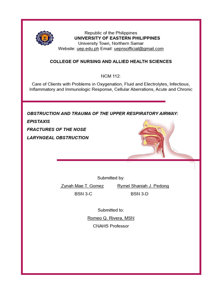 Epistaxis and Upper Airway Trauma Guide | PDF | Human Nose | Clinical ...