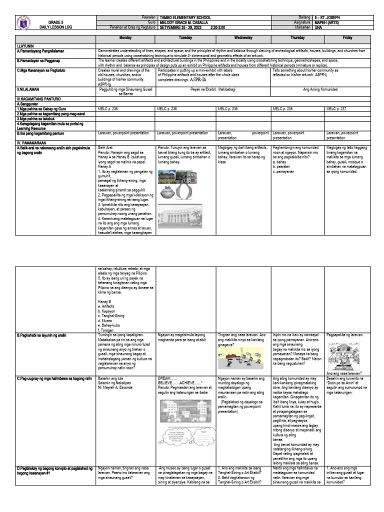 Q1 DLL Mapeh - 5 Week 4 | PDF
