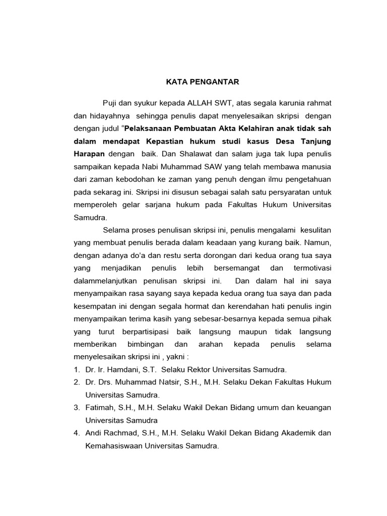 Kata Pengantar Skripsi | PDF