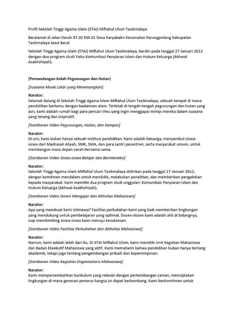 STAI Miftahul Ulum Tasikmalaya | PDF | Karier & Perkembangan | Ilmu Sosial