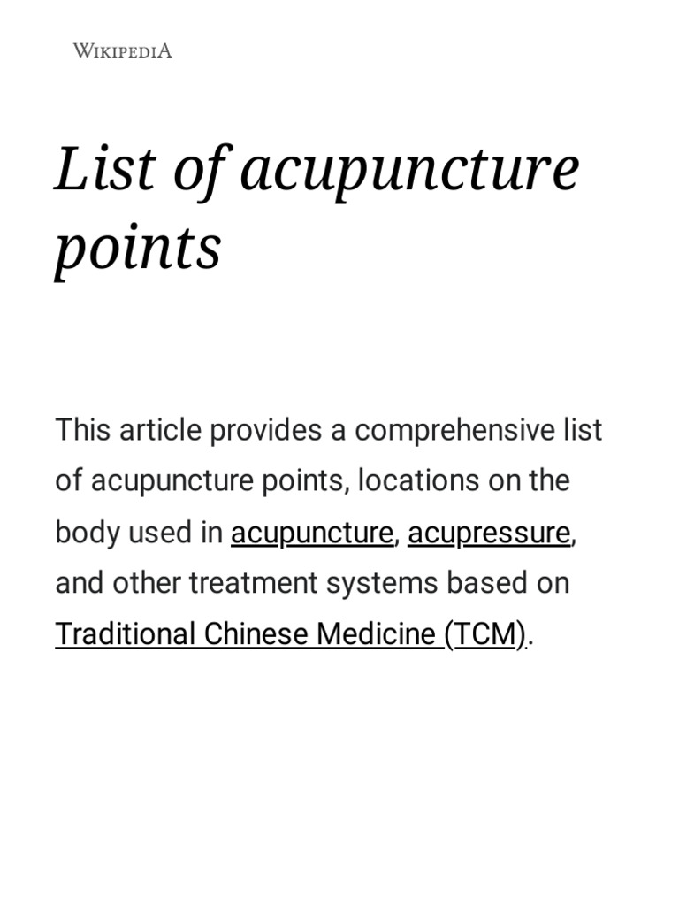 Comprehensive Acupuncture Points Guide | PDF | Meridian (Chinese ...
