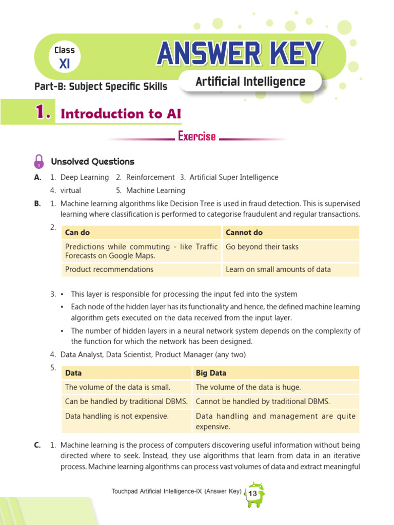 Class XI Unsolved Question&Answers (Part B-Unit-1 To 4) | PDF | Machine Learning | Artificial ...