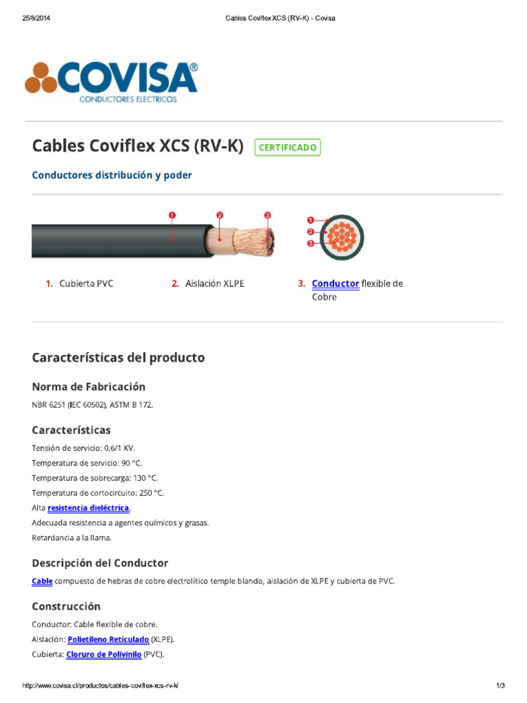 Cables Coviflex XCS (RV-K) - Covisa | PDF
