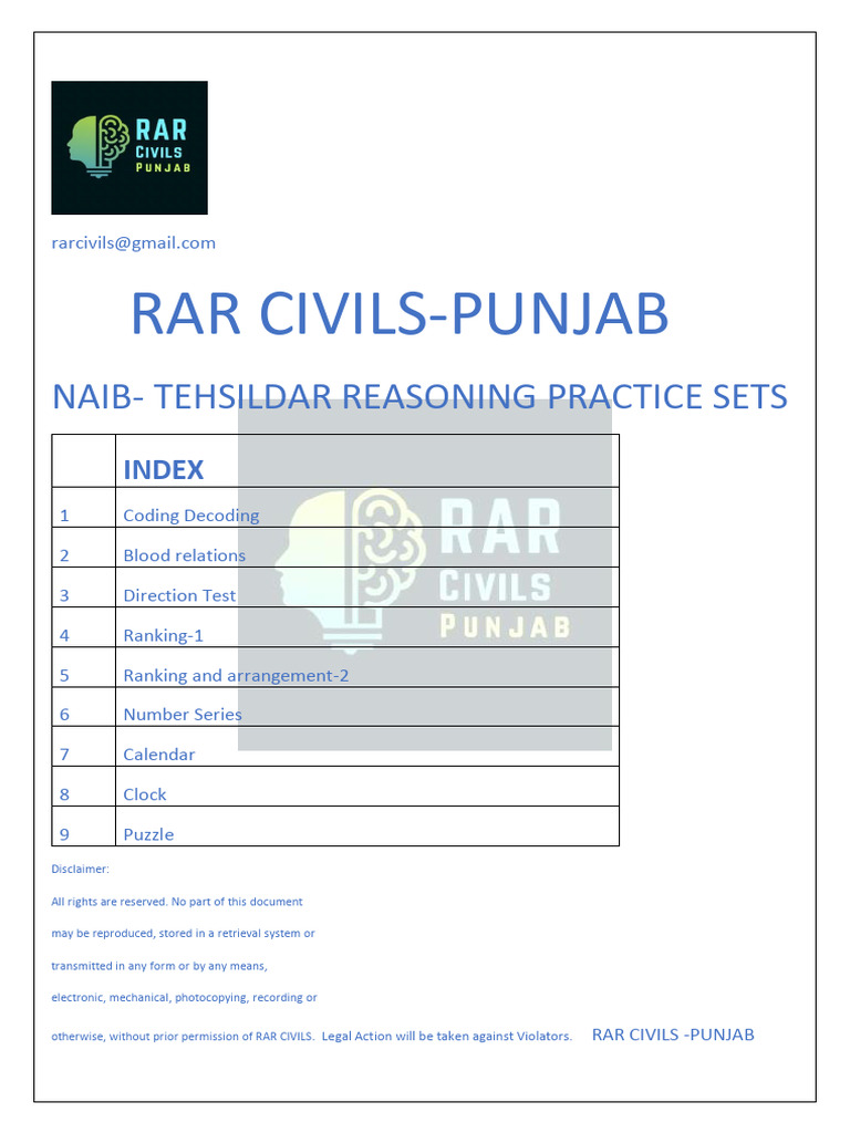RAR Civils Puzzle Mock Test | PDF