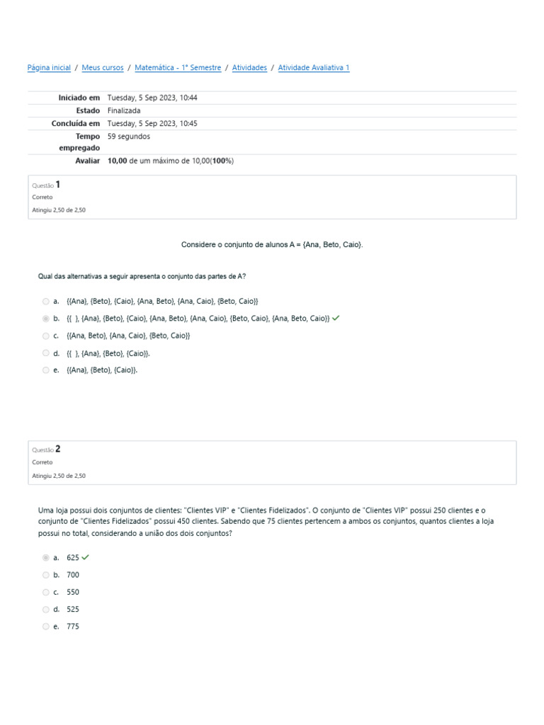 Atividade Avaliativa 1 - Revisão Da Tentativa | PDF