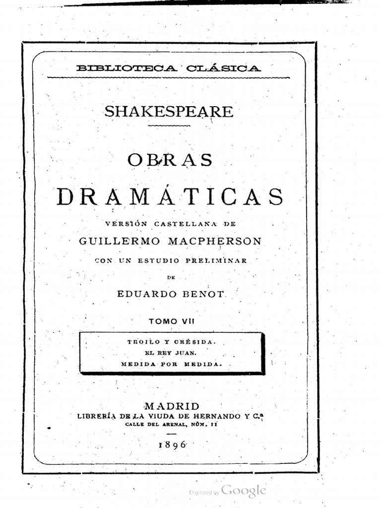 Obras Dramáticas de Guillermo Shakespeare - Tomo VII (1896) | PDF ...
