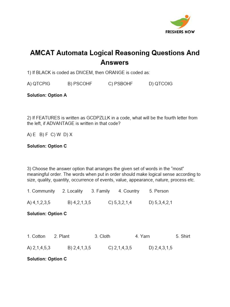 Logical Reasoning Previous Papers | PDF
