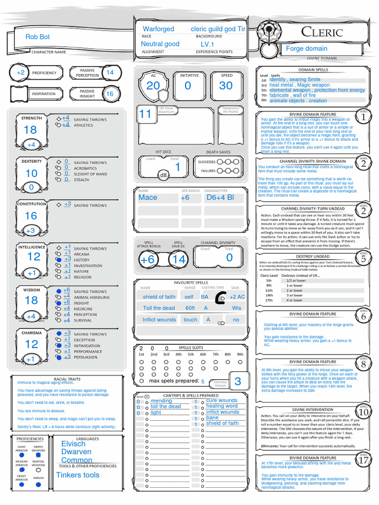 Forge Cleric lv1 ROB BOT | PDF