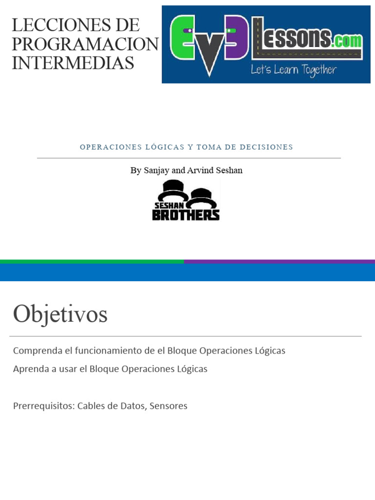 Operaciones Lógicas en Programación EV3 | PDF