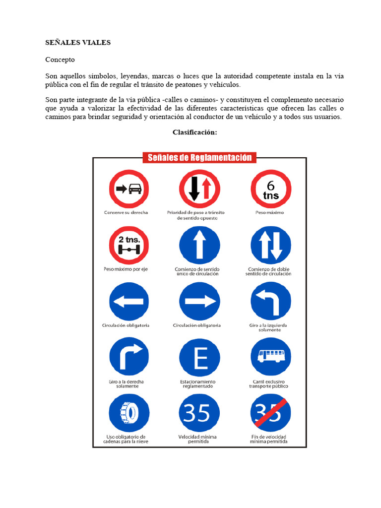 RESUMEN DE SEÑALES VIALES | PDF