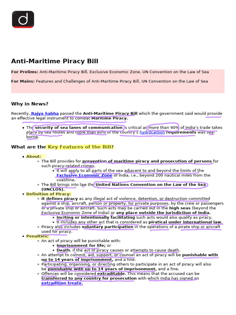 Anti-Maritime Piracy Bill 2022 Overview | PDF | Piracy | Exclusive ...