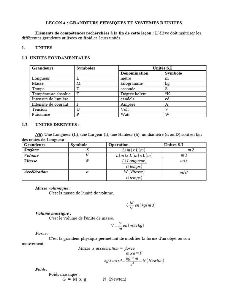 Module 3 GRANDEURS PHYSIQUES ET SYSTEMES D'UNITES | PDF