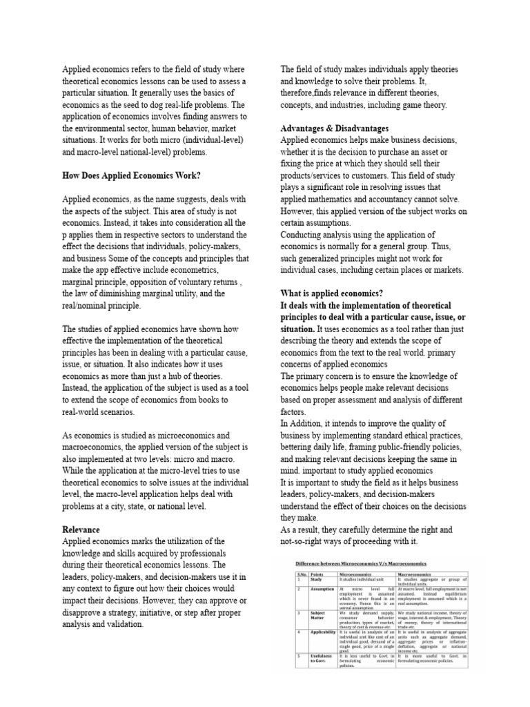 Applied Economics | PDF | Economics | Theory