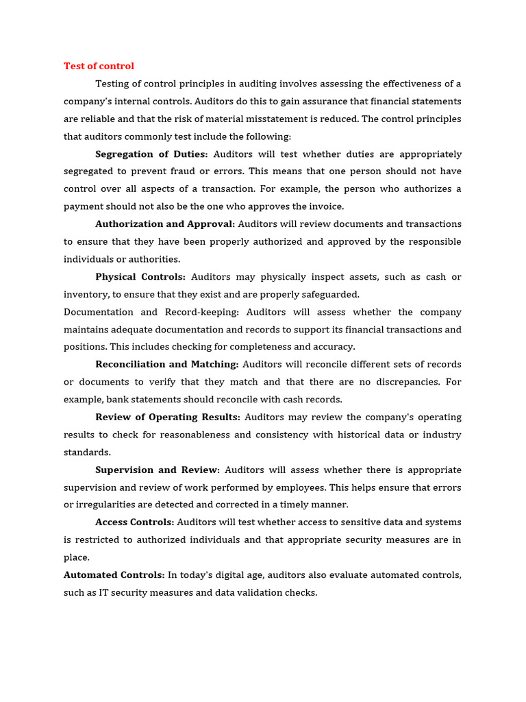 Test of Control | PDF | Audit | Information Security